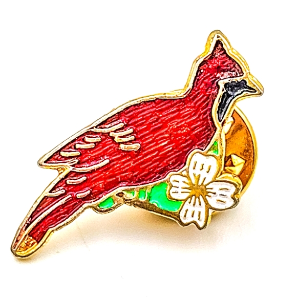Vintage | Jewelry | Vintage Red Cardinal Bird Enamel Lapel Pin | Poshmark